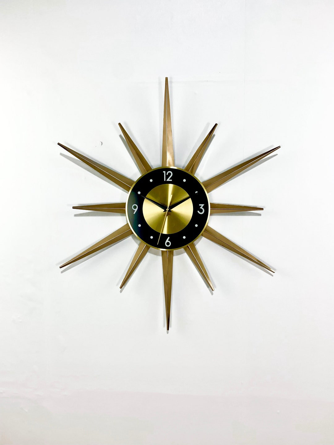 Art Deco Wall Clock 22" 24" Gold Brass Wall Clock Vintage Wall Decor ...
