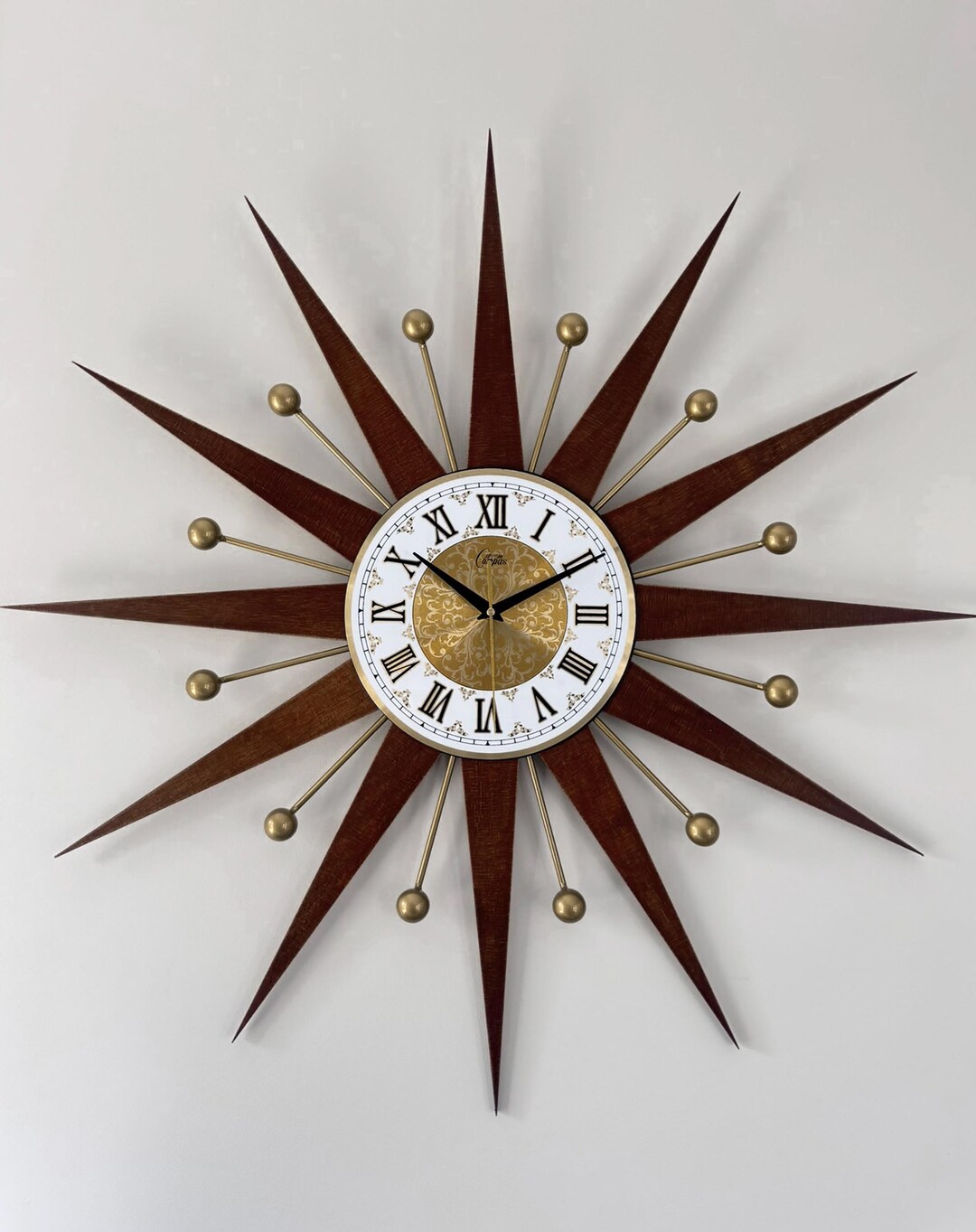 Mid-century Starburst Clock Brass Finish George Nelson Design Retro ...