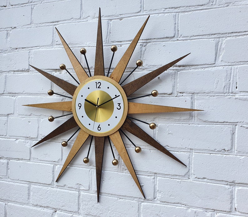 30 26 Atomic Wall Clock Dark and Light Starburst - Etsy