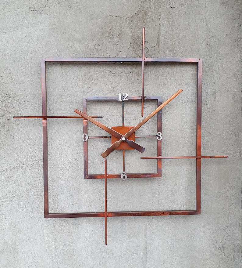 Rust Large Wall Clock Rust Game Metal Modern Wall Clock Copper | Etsy