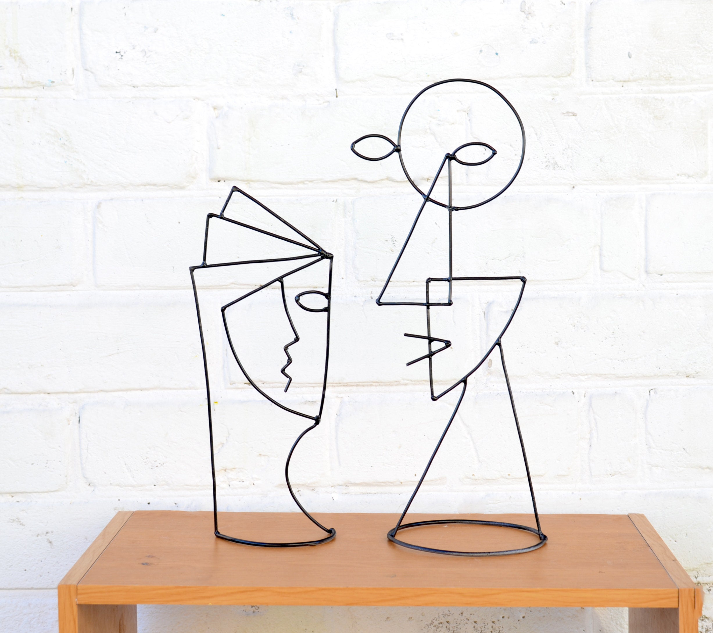 Abstract Face Wire Sculpture Geometric Art Wire Art Metal | Etsy