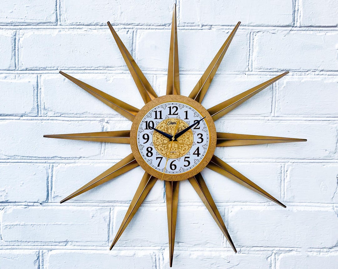 Gold Starburst Wall Clock: Mid Century Modern Atomic Style (22" 24") - Etsy