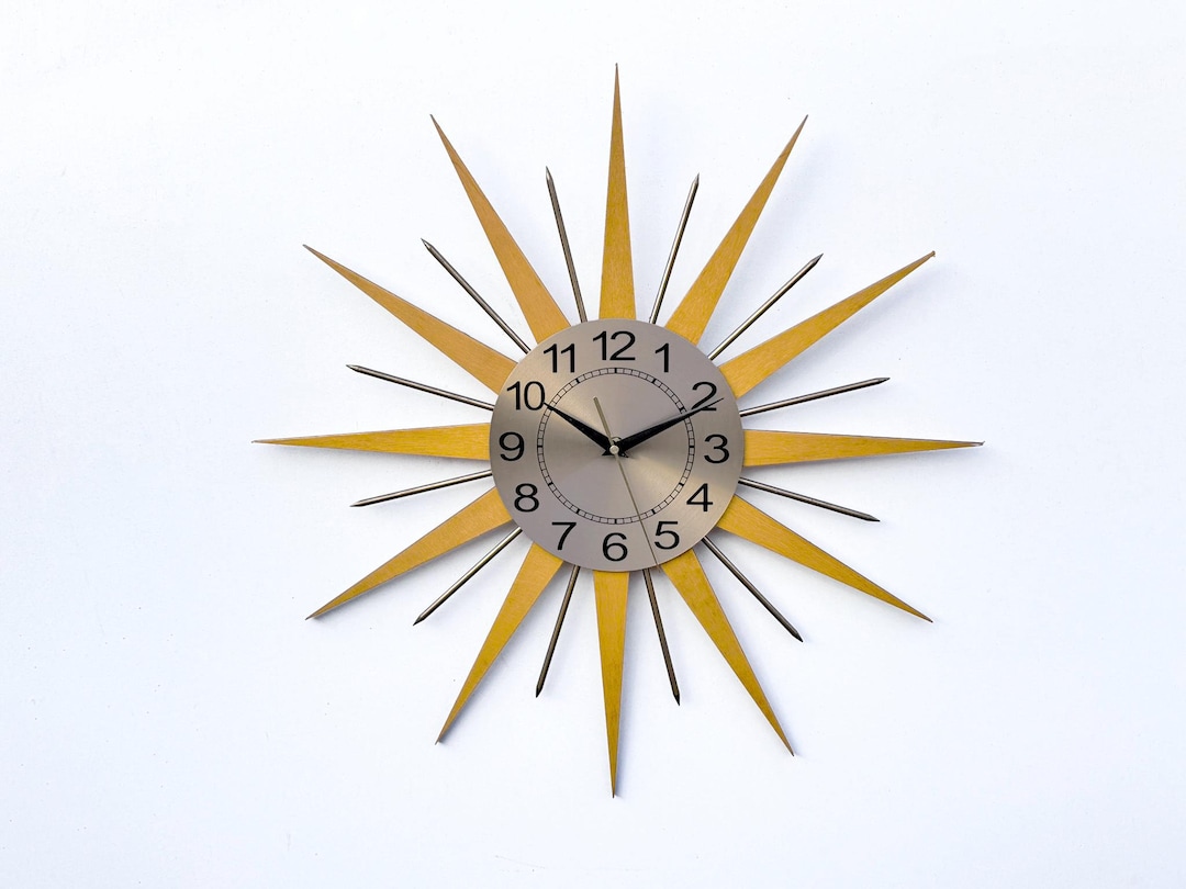Starburst Wall Clock: 22" Gold Brass, George Nelson Style - Etsy