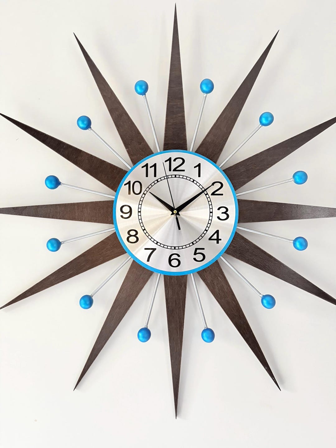 Mid-century Modern Starburst Wall Clock, Atomic Style Sunburst Clock ...