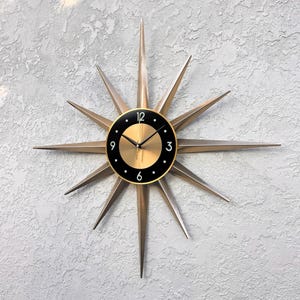 30" Metal Gold Atomic Clock Luminous Clock Starburst Wall Clock George ...