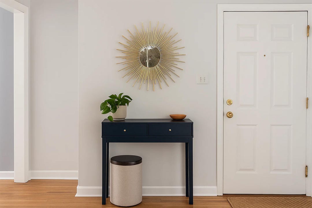 Handmade Gold Sunburst Wall Mirror: Mid Century Modern Accent Decor (22 ...