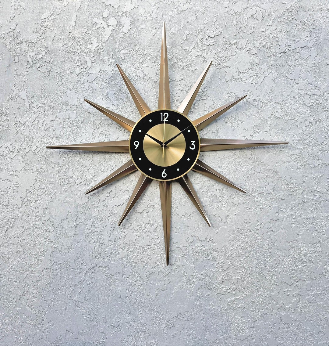 30" Metal Gold Atomic Clock Luminous Clock Starburst Wall Clock George ...