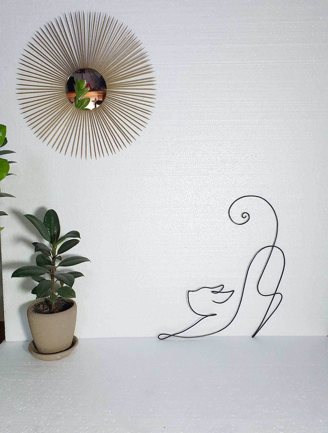 Funny Wire Cat Garden Sculpture Wire Sculpture Abstract - Etsy