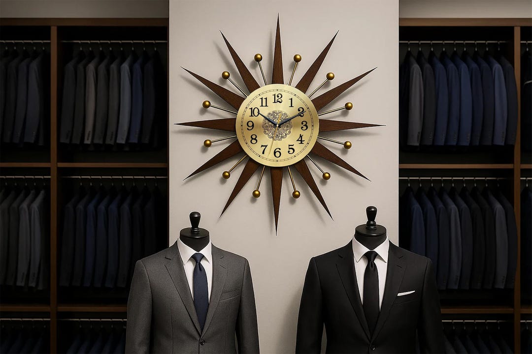 31" Sunburst Wall Clock | Mid-century Modern Reproduction | Atomic ...