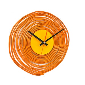 Retro Orange Steel Wire Wall Clock - 12" Funky Kitchen Decor - Etsy
