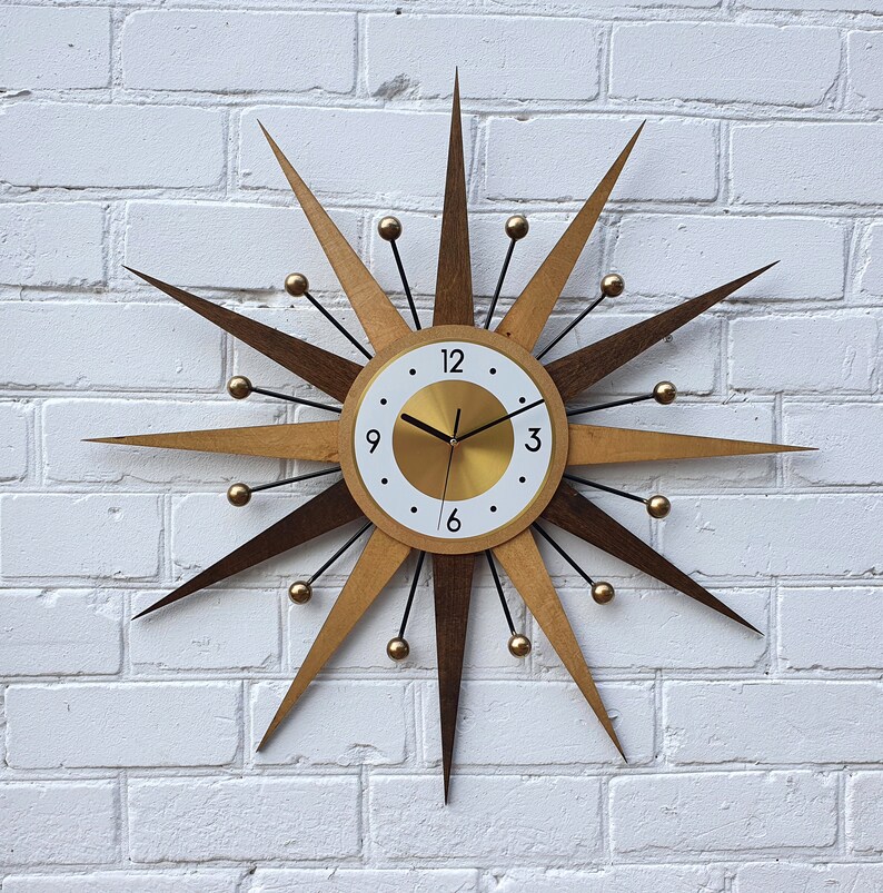 30 26 Atomic Wall Clock Dark and Light Starburst - Etsy