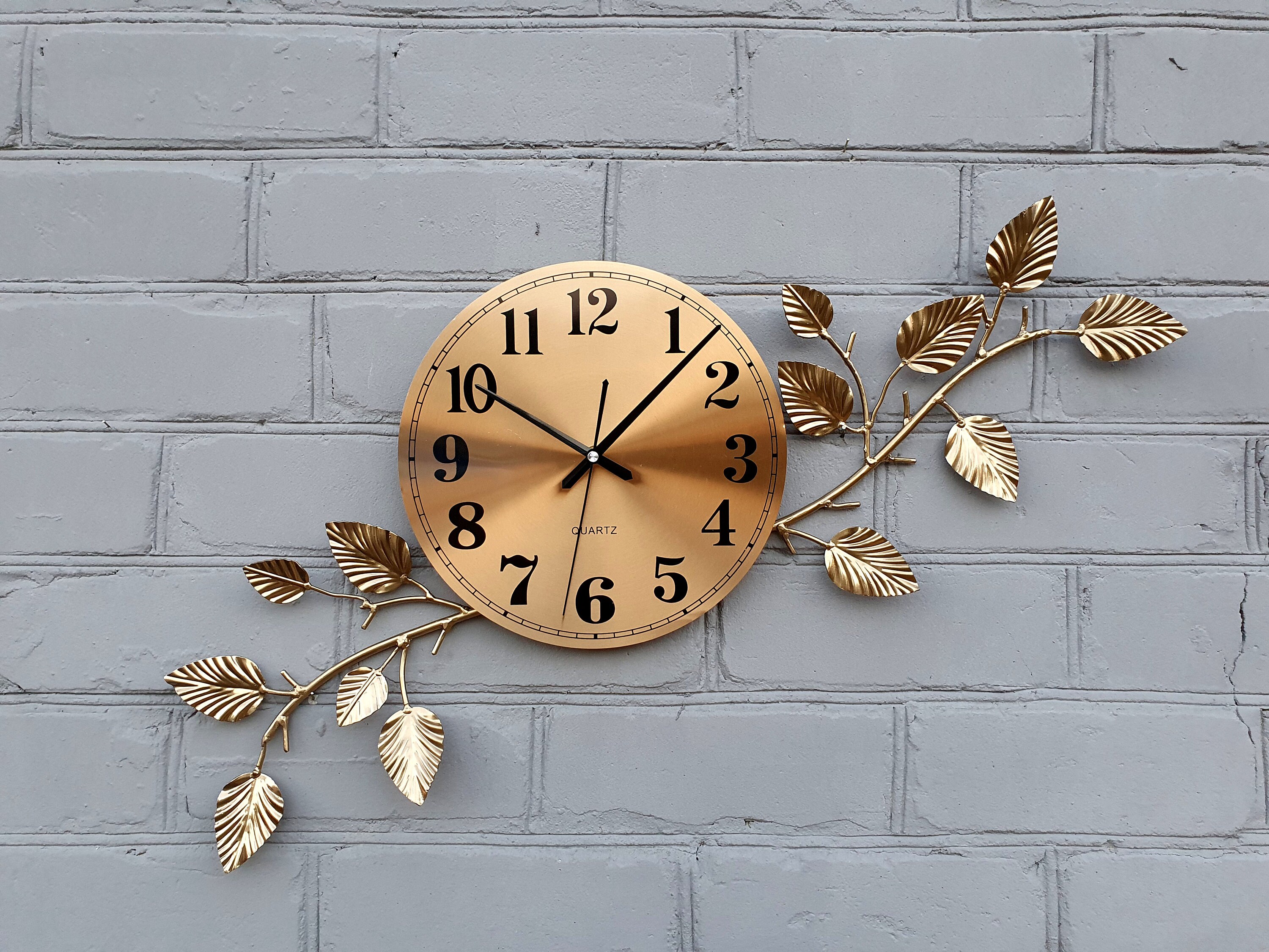 Gold Large wall clock Tree branch Outdoor clock Modern wall | Etsy