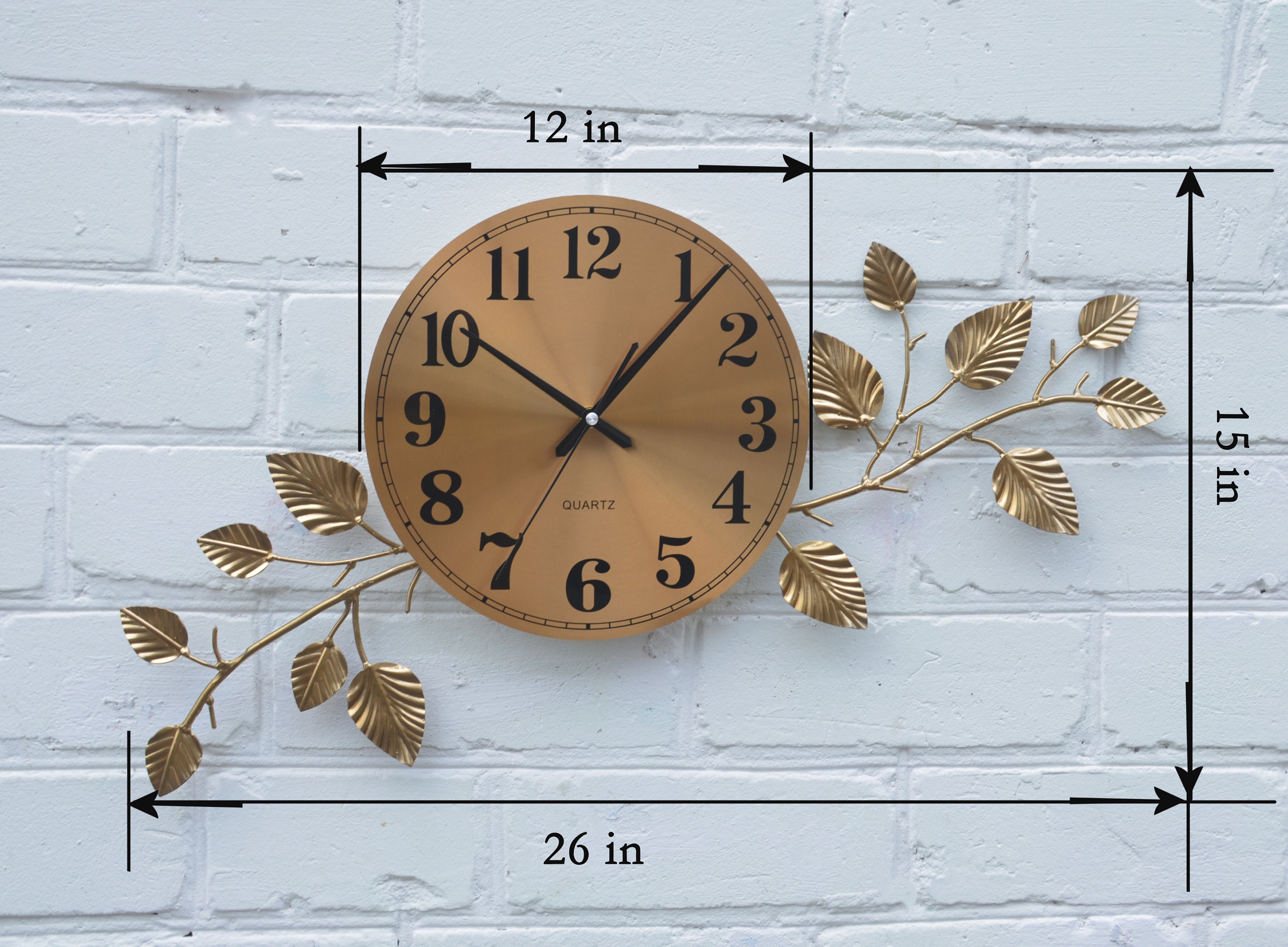 Gold Large wall clock Tree branch Outdoor clock Modern wall | Etsy