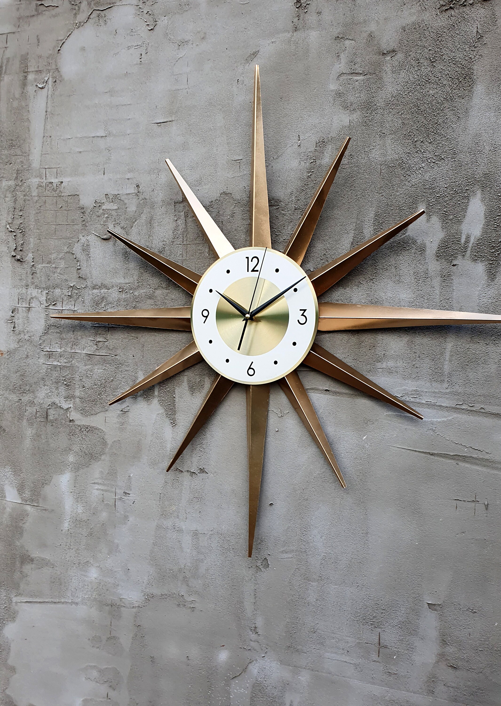 30 Gold Atomic Clock Starburst Wall Clock George Nelson - Etsy