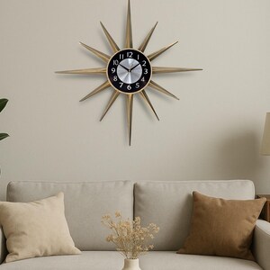 Mid Century Modern Starburst Wall Clock – Large Atomic Wall Clock ...