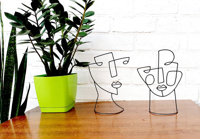 Large Abstract Face Wire Sculpture Geometric Art Wire Art - Etsy