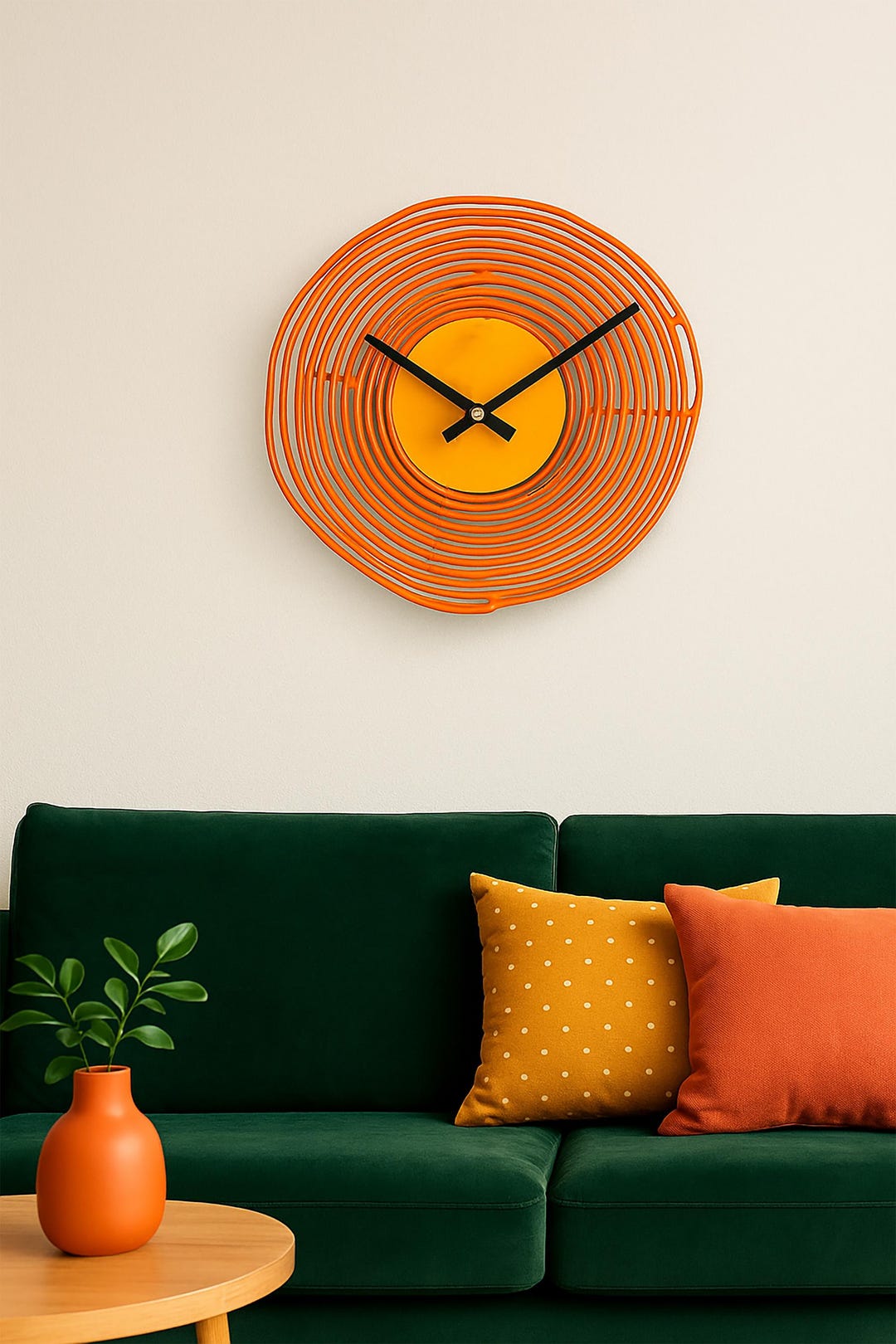 Retro Orange Steel Wire Wall Clock - 12" Funky Kitchen Decor - Etsy