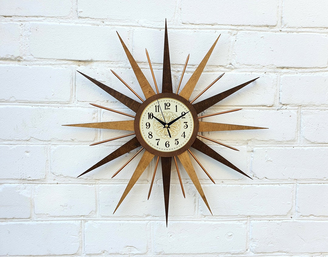 22 Starburst Wall Clock Two Colors Bronze George Nelson Style Handmade ...