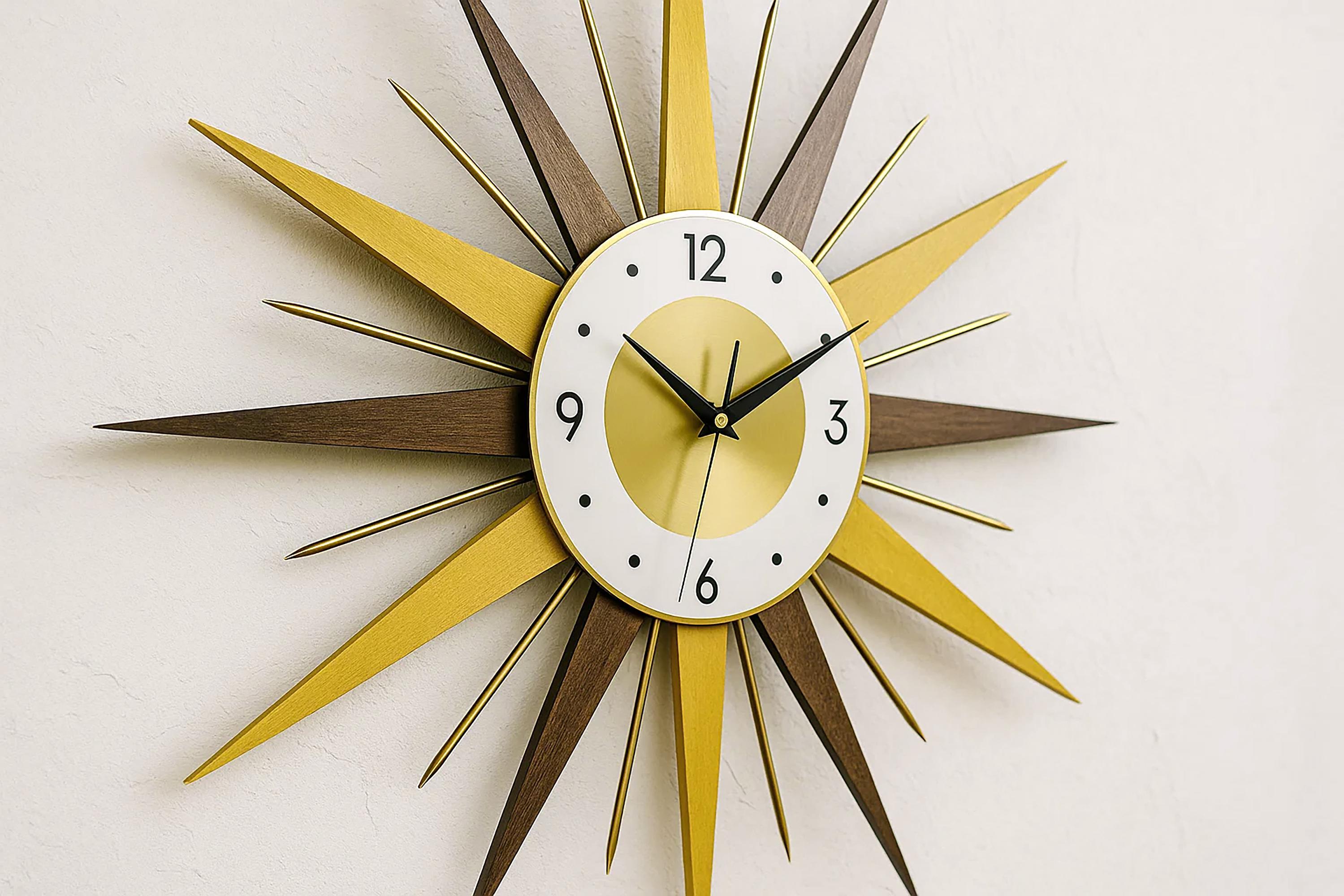 Retro Sunburst Wall Clock – Mid Century Modern Home Decor - Etsy