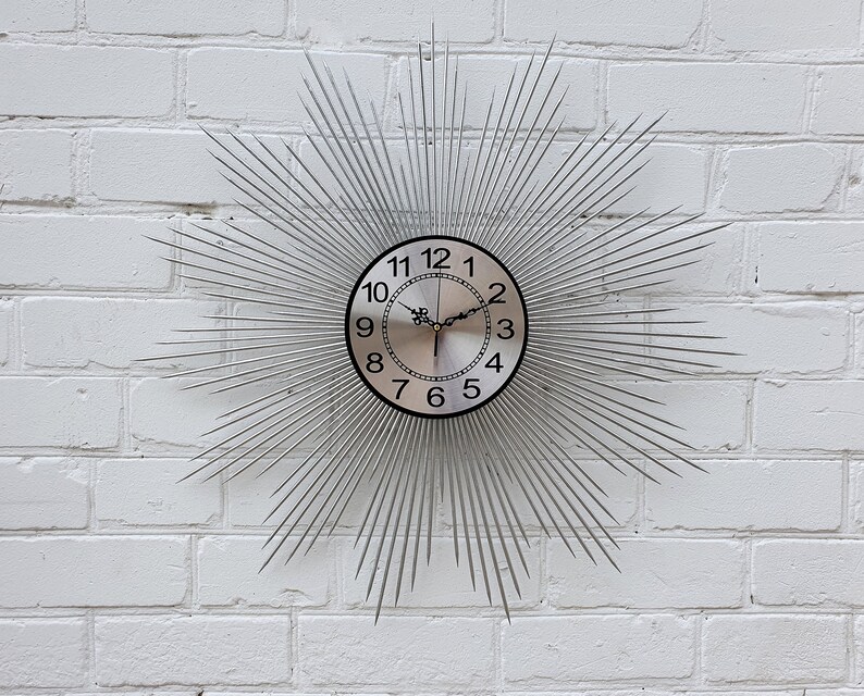 30 Silver Star Clock Sunburst Clock Wind Rose Wood Clock - Etsy
