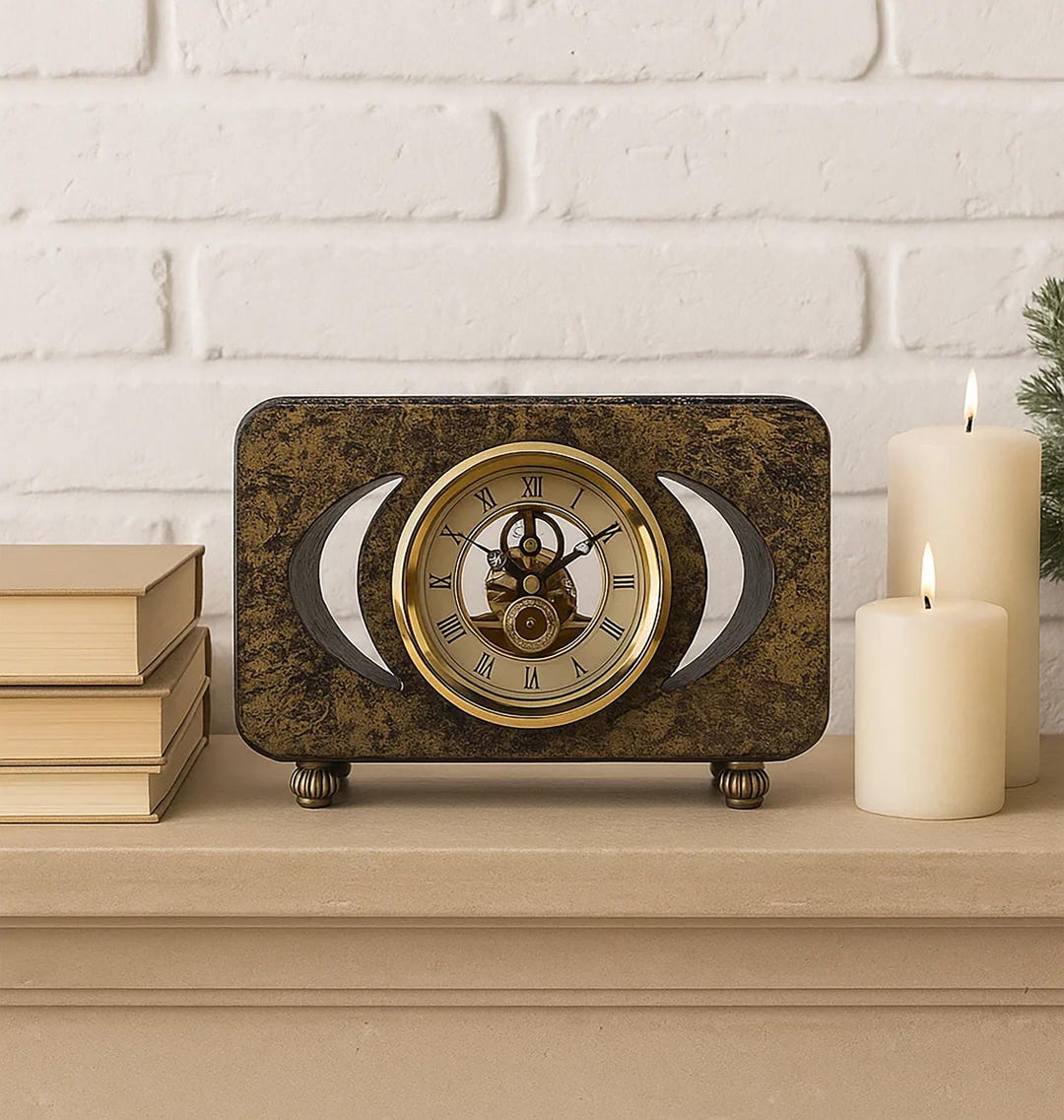 Vintage Skeleton Table Clock – Roman Numerals & Brass Frame – Retro ...
