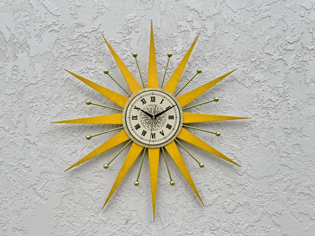 Antique Vintage Wall Clock 25 Retro Mid Century Clock Gold George ...