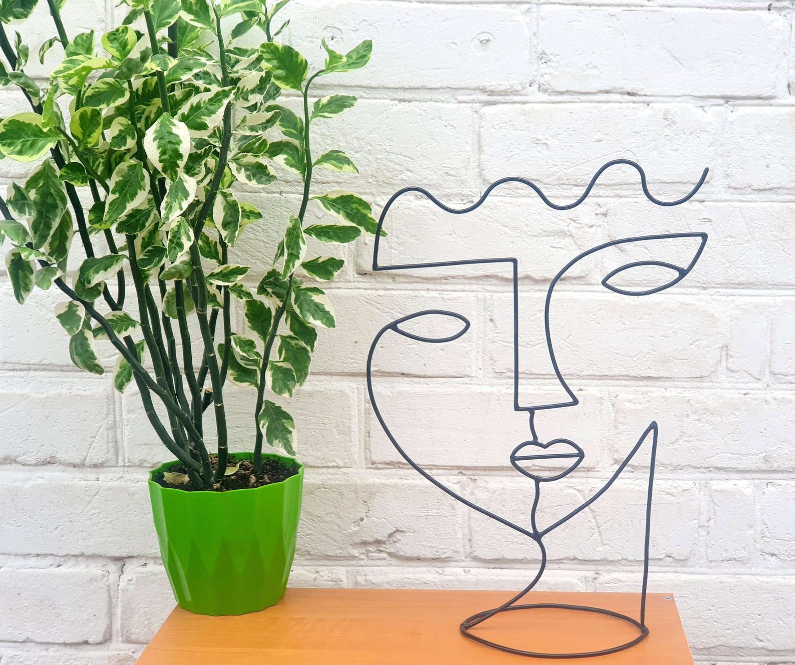 Large Abstract Face Wire Sculpture Geometric Art Wire Art - Etsy