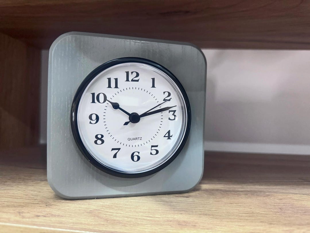 Grey Wood Desk Small Clock Mantle Clock Personalized Gift Fireplace ...