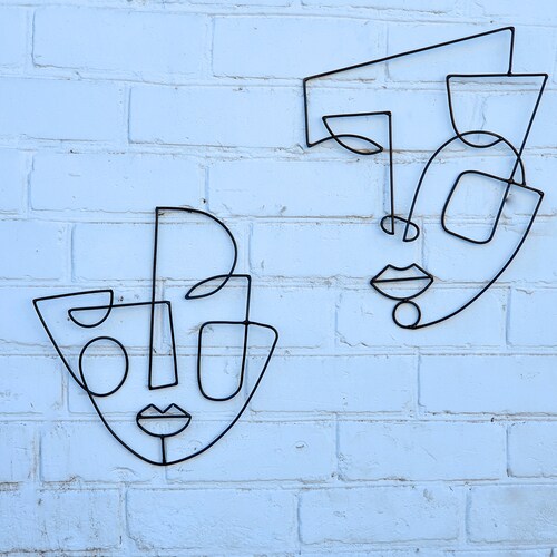 Wall Art Large Abstract Face Wire Sculpture Geometric Art Wire - Etsy