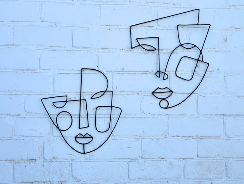 Wall Art Large Abstract Face Wire Sculpture Geometric Art Wire - Etsy