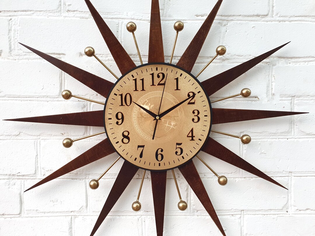 32 Atomic Wall Clock Starburst Clock Roman Numerals George Nelson Style ...
