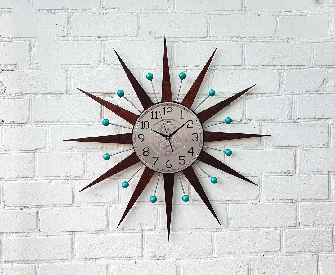 30" Atomic Wall Clock Starburst Clock George Nelson Style Handmade ...