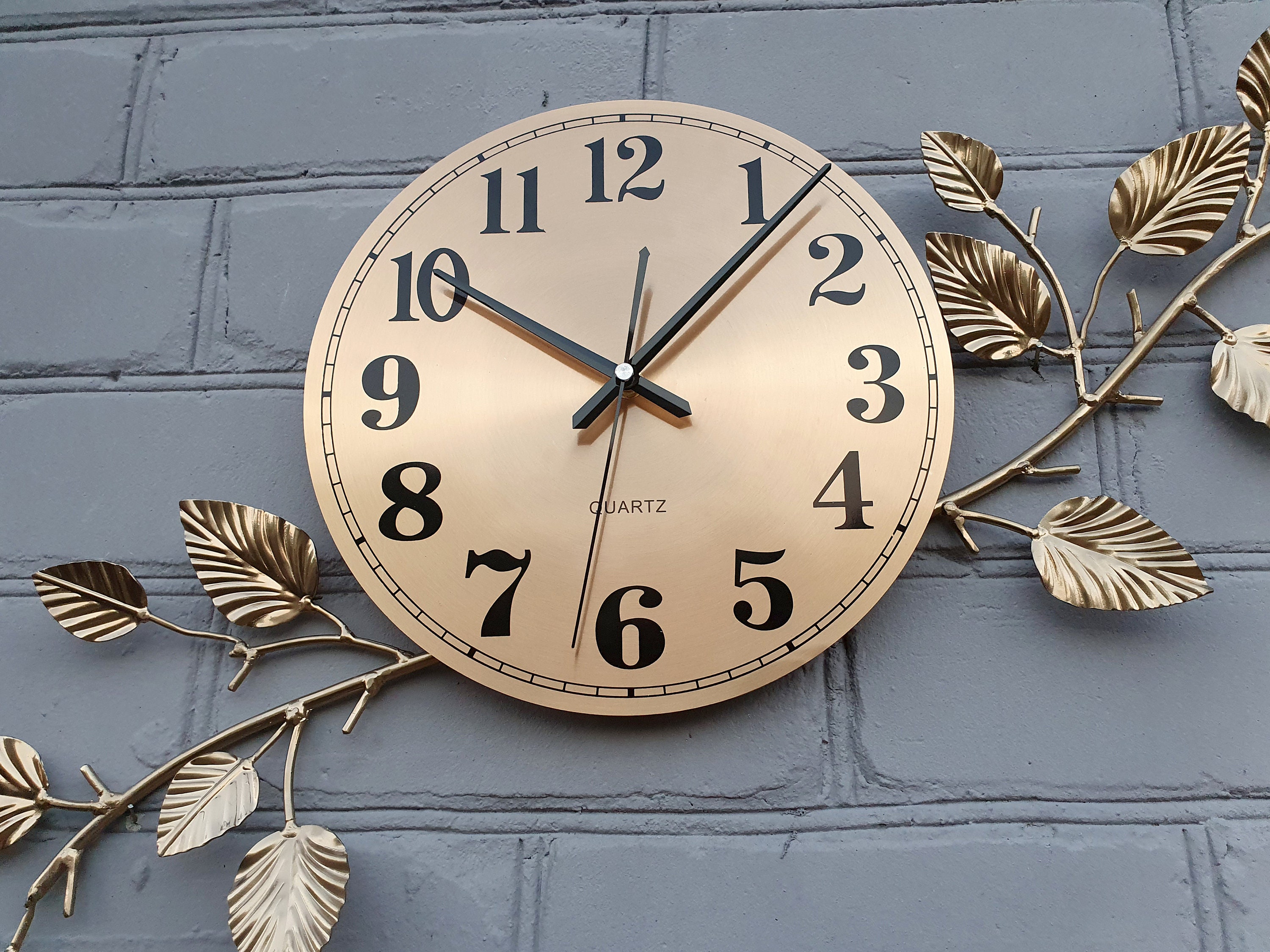 Gold Large wall clock Tree branch Outdoor clock Modern wall | Etsy