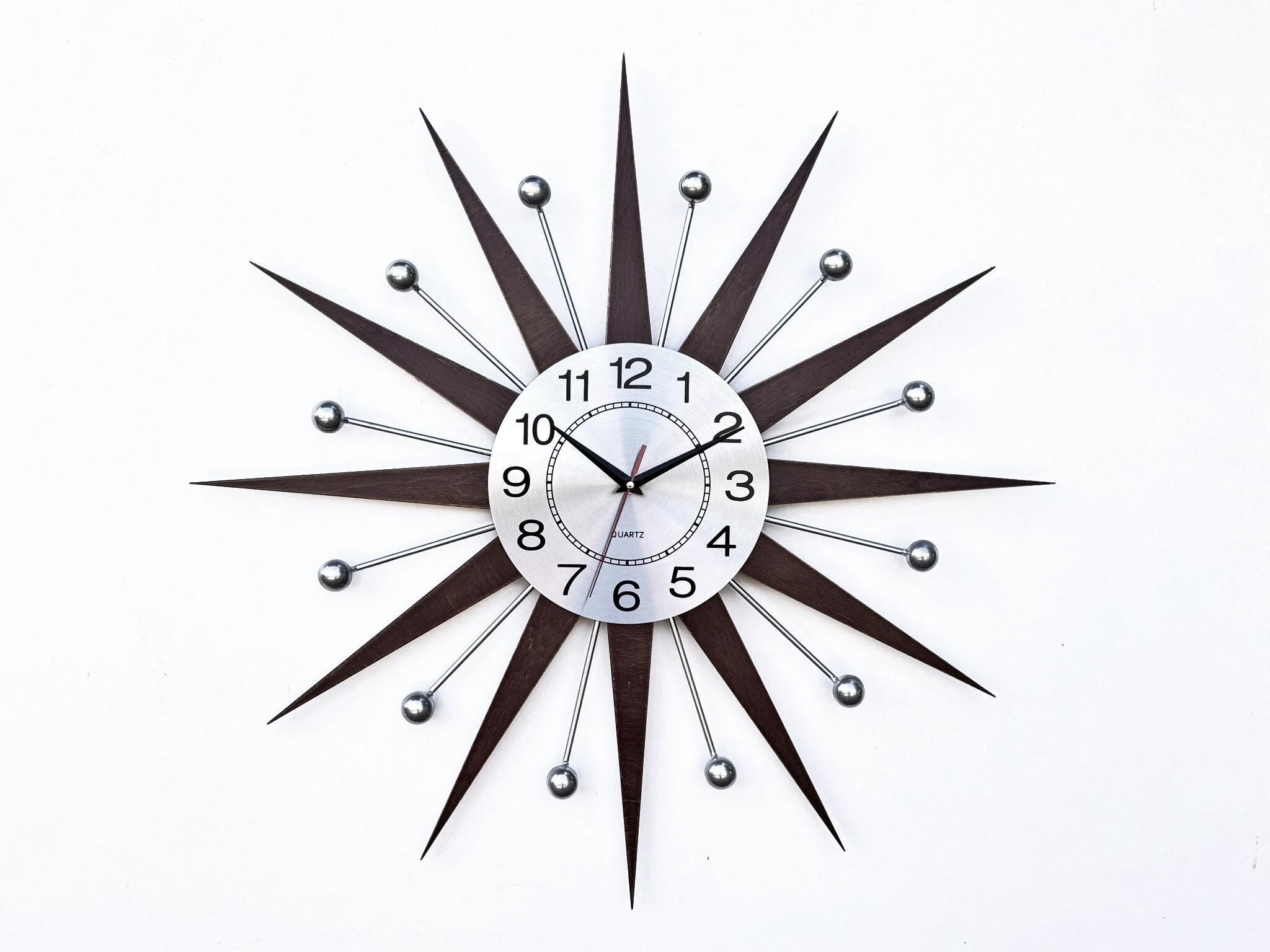Starburst Wall Clock, George Nelson Style, Handmade 27" Atomic Clock - Etsy