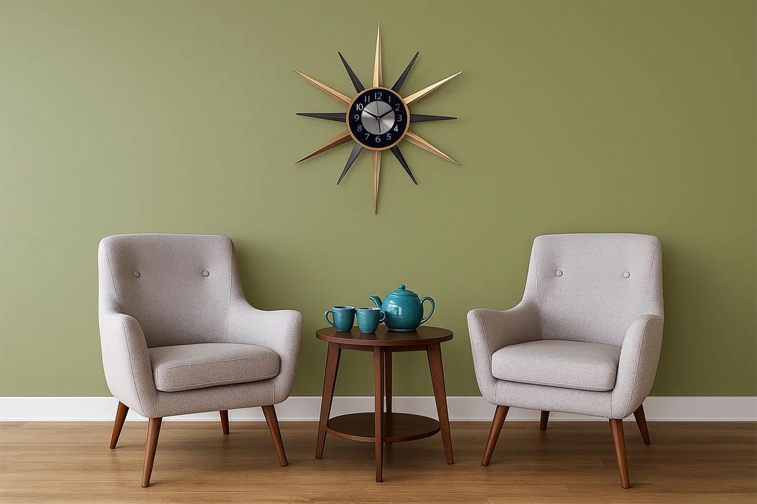 Mid-century Modern Starburst Wall Clock – 30 Inch Retro Replica in ...