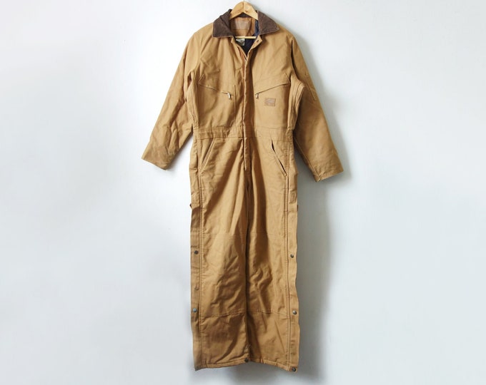 Small // 90s Tan Canvas Coveralls Vintage Schmidt Work Suit Workwear ...