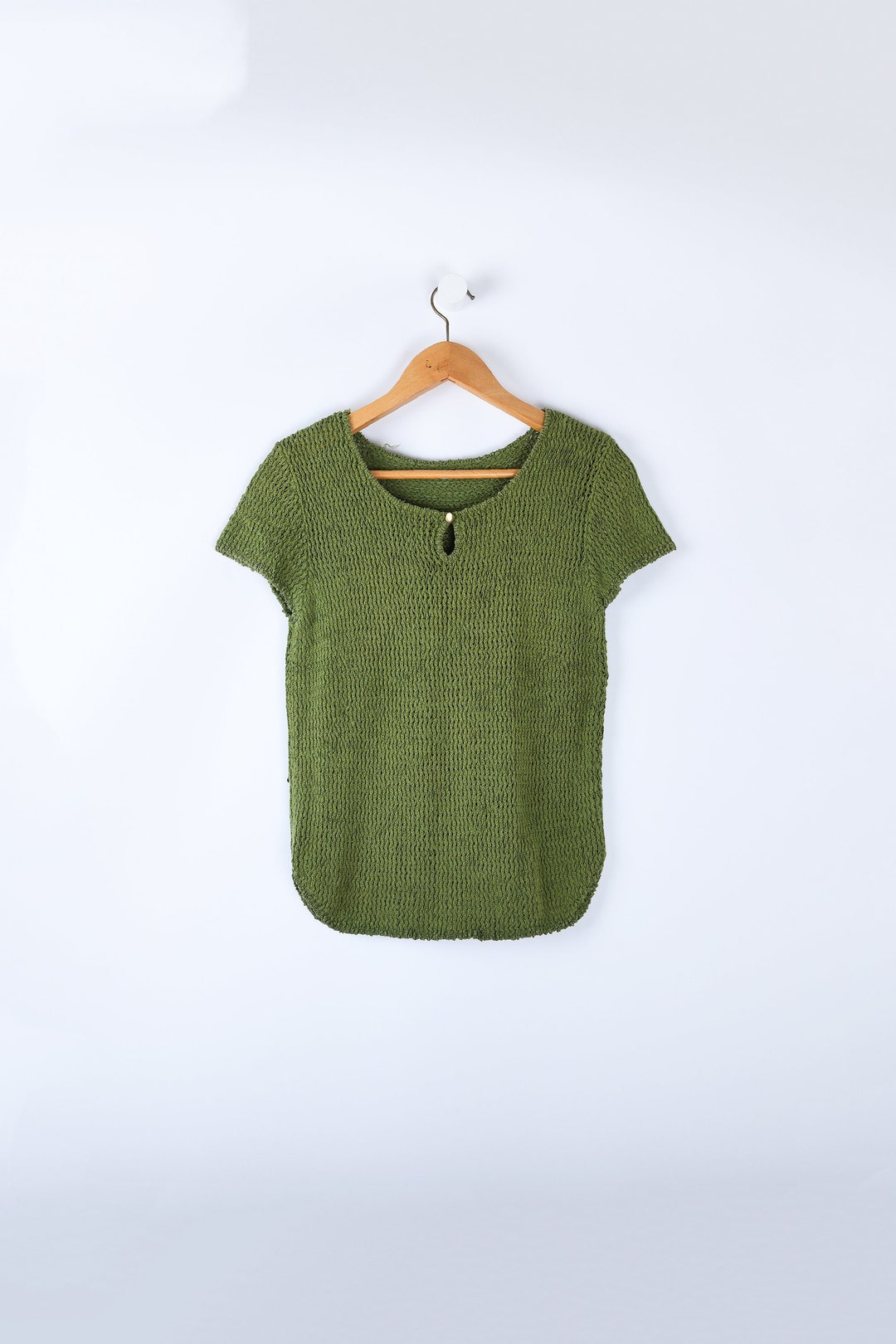 S // 90s Grass Green Knit Top - Vintage, Bohemian, Hippie, Festival ...