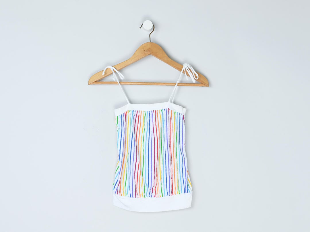 Vintage 2000s Rainbow Striped Tie-shoulder Top - American Apparel, Made ...