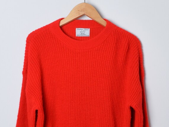 Vintage 1960s Scarlet Red Knit Sweater - "College Poi… - Gem
