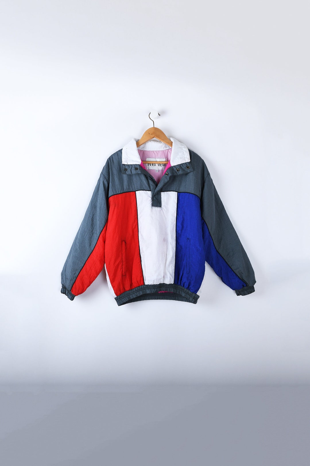 M // 90s Colorblock Jacket - Vintage, Puffy, Americana - Etsy