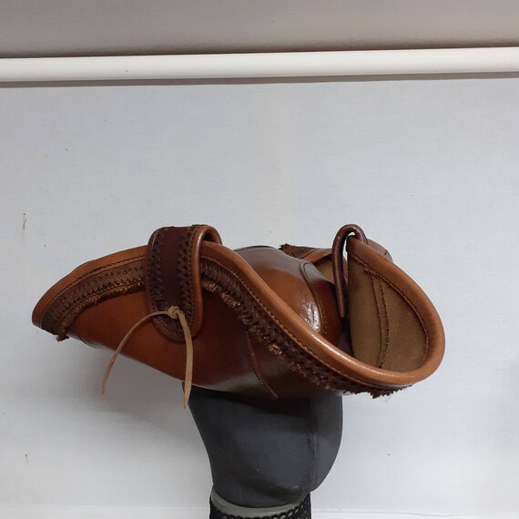 STUNNING brown LEATHER TRICORN Hat Pirate Highwayman | Etsy