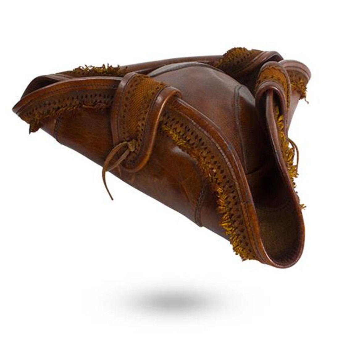 STUNNING Brown LEATHER TRICORN Hat Pirate Highwayman - Etsy UK