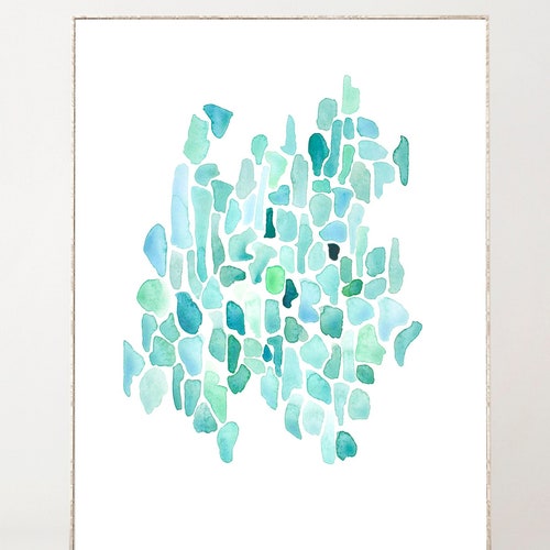 Blue Abstract Watercolor Print Set of 3 Printable Wall Art - Etsy