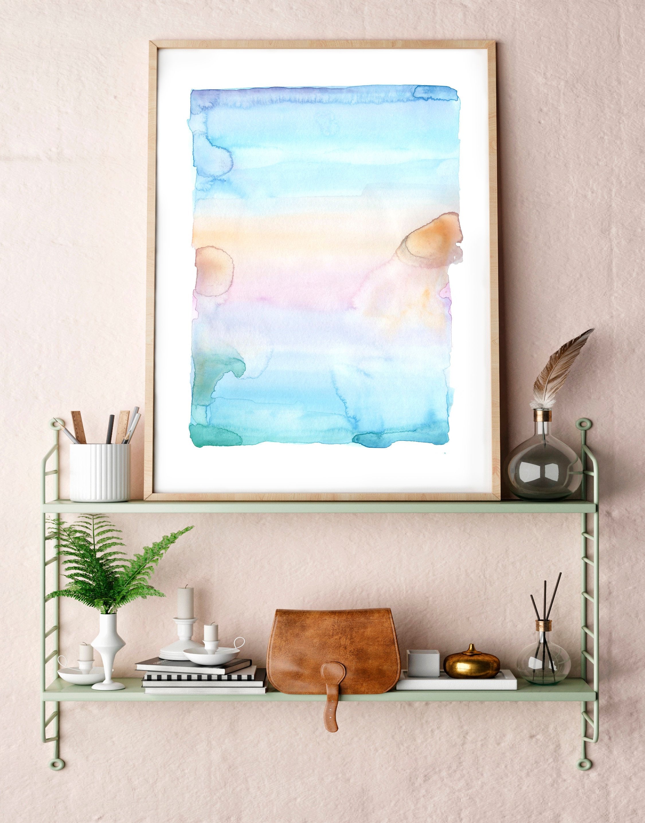 Abstract Watercolor Print Abstract Art Blue Sunset Watercolor Painting ...