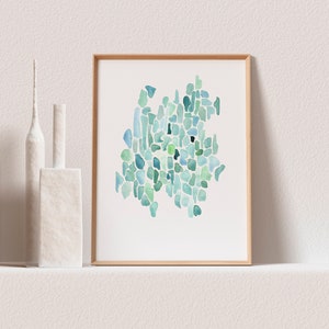 Coastal Wall Art Sea Glass Print Abstract Watercolor Print Abstract Art ...