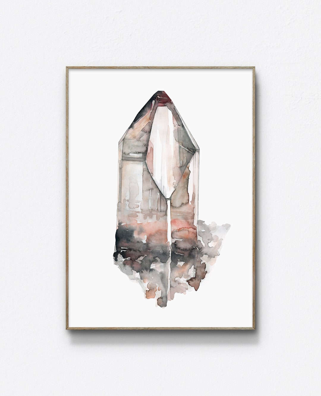 Crystal Painting Watercolor Wall Art Prints Boho Home Decor Smoky ...