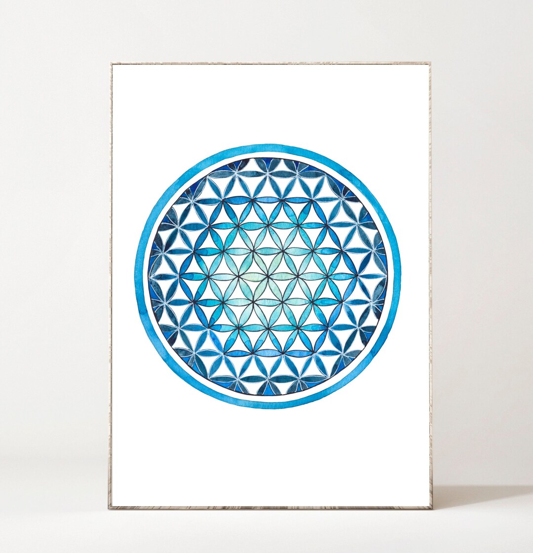 Flower of Life Sacred Geometry Print Boho Wall Decor Watercolor Print ...