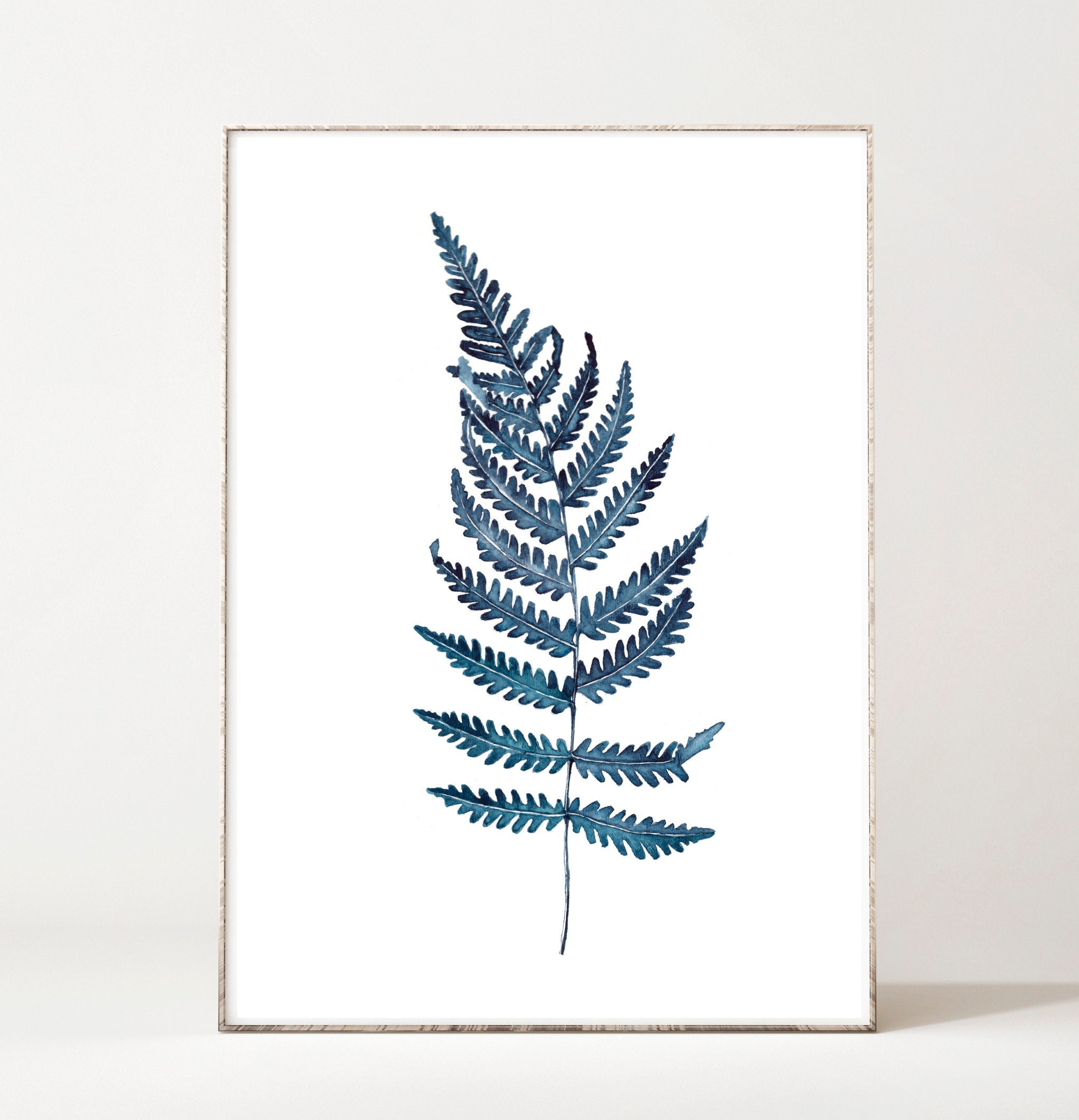 Fern Print Fern Watercolor Print Botanical Print Indigo Fern | Etsy