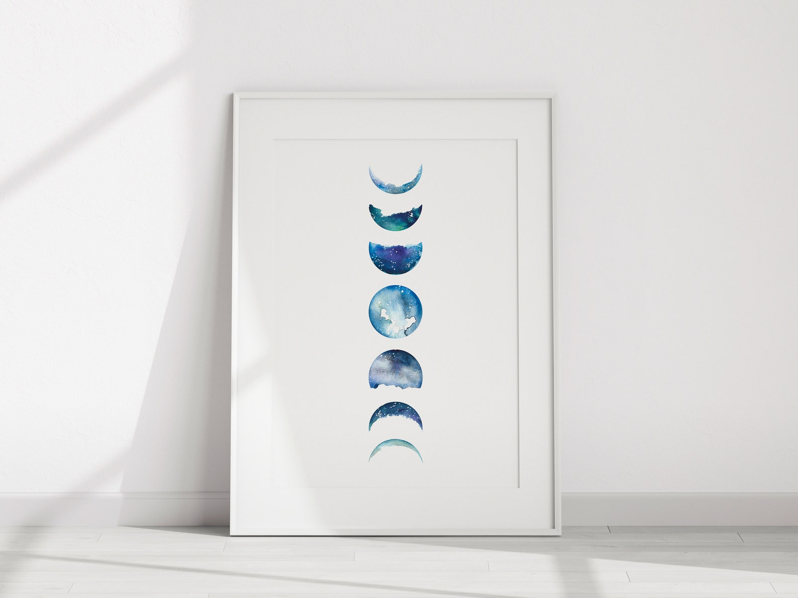 Moon Phase Print Moon Phases Wall Art Watercolor Print Boho Wall Decor ...