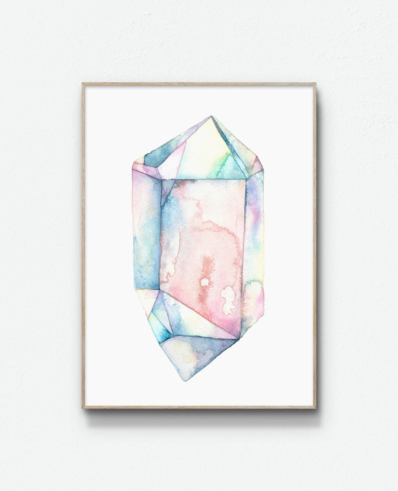 Crystal Print Celestial Quartz Watercolor Print Gemstones - Etsy